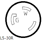 NEMA L5-30R – Tagged "NEMA L6-30P to L5-30R" – Parkworld